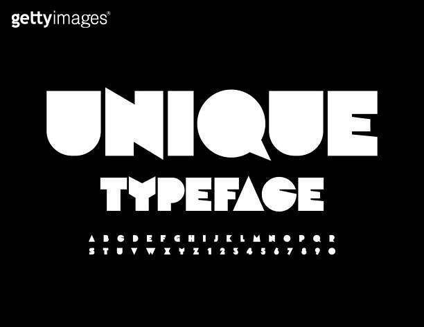 Vector Unique Typeface. Creative White Alphabet Letters and Numbers set ...