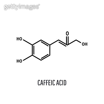 Caffeic acid, C9H8O4 molecular structure. Skeletal chemical formula on ...