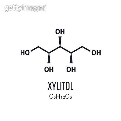 Xylitol molecular structure. Xylitol skeletal chemical formula, vector ...