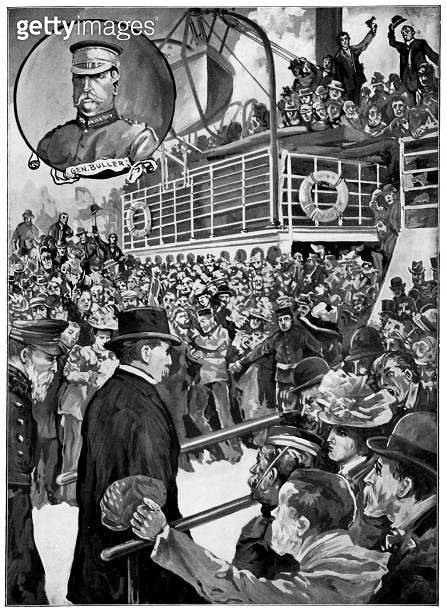 General Redvers Buller Boarding the RMS Dunottar Castle in Southampton ...