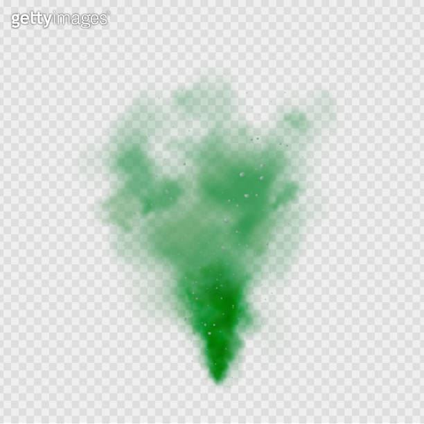 Green fog or smoke. Green dust with particles. Smoke or dust isolated ...