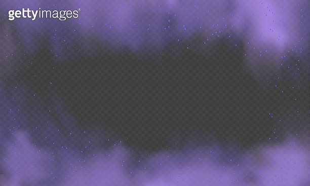 Purple fog or smoke.Purple dust with particles. Violet smoke or dust ...