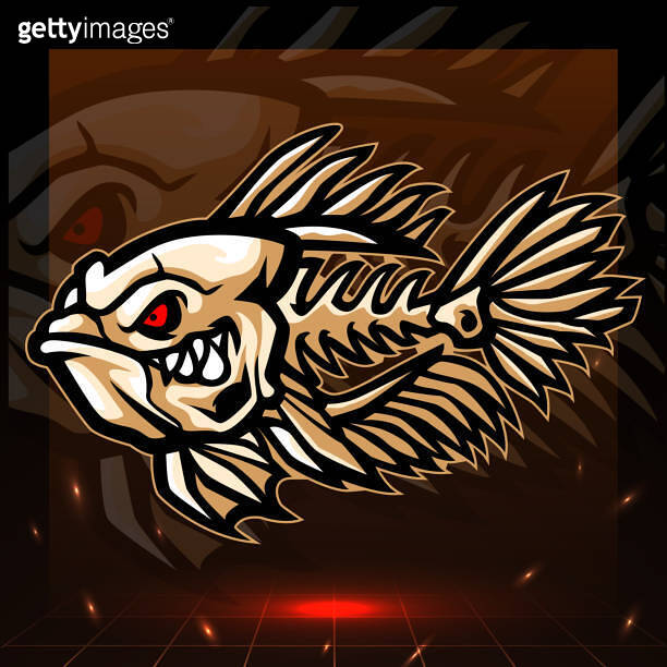 Betta fish skeleton mascot. esport logo design (1306209461) - 게티이미지뱅크