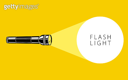 Flashlight illumination vector advertising poster illustration with ...