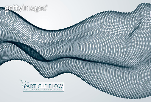 Sound wave, particles flow, effect in motion. Blurred dots vector abstract background. Beautiful ...