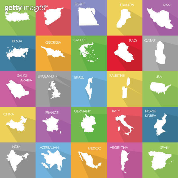 Vector illustration set with simplified maps of some states (countries ...