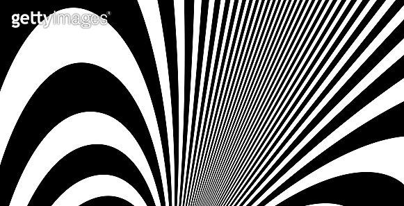 Op art distorted perspective black and white lines in 3D motion ...