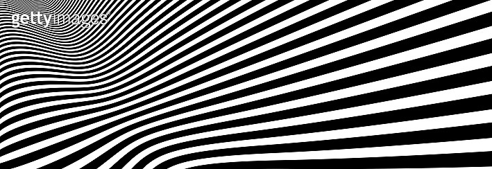 Op art distorted perspective black and white lines in 3D motion ...