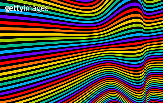 Psychedelic rainbow colored optical illusion lines vector insane art ...