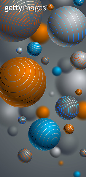 Realistic lined spheres vector illustration smartphone background ...