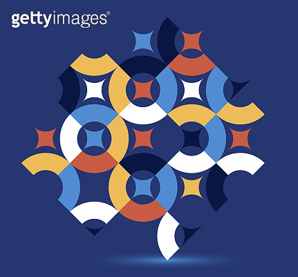 Abstract geometric design vector pattern composition, colorful 70s ...