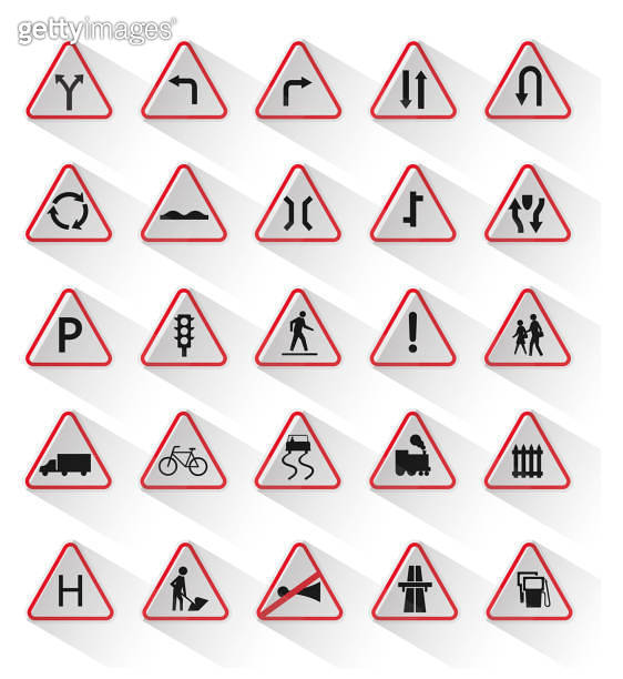 Traffic road signs set. Regulatory, warning, highway limit speed ...