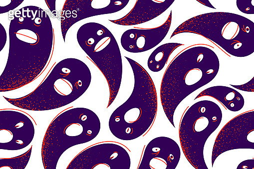 Ghosts seamless textile pattern, endless texture with horror funny ...
