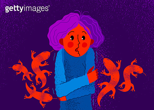 Herpetophobia fear of reptiles snakes and lizards vector illustration ...