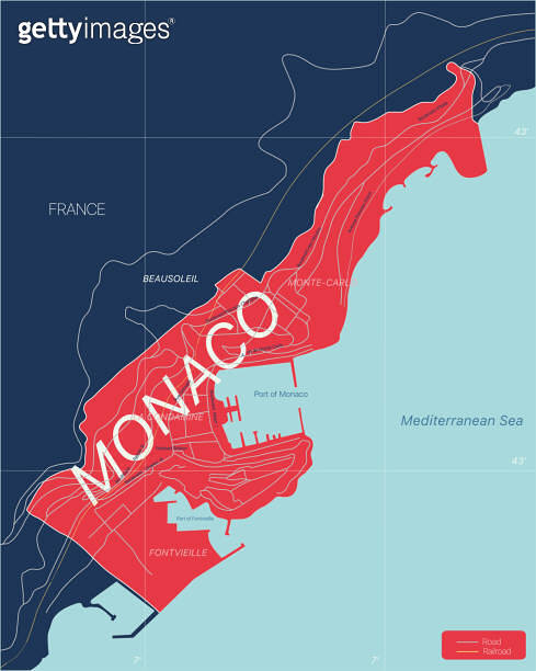 Monaco country detailed editable map 이미지 (1297621907) - 게티이미지뱅크