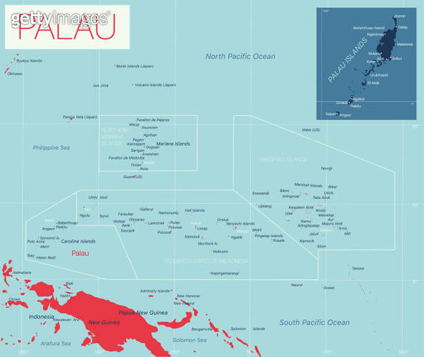 Palau detailed editable map (1304923216) 일러스트, 무료 일러스트 - 게티이미지뱅크