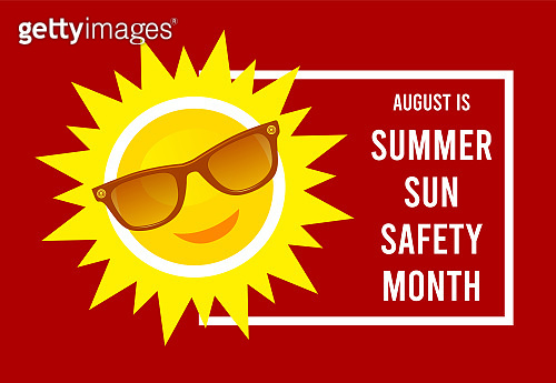 August is summer sun safety month. Vector illustration 이미지 (1330047934 ...