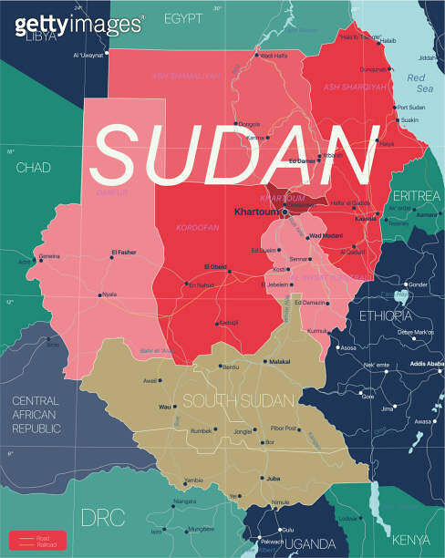 Sudan country detailed editable map 이미지 (1307418777) - 게티이미지뱅크