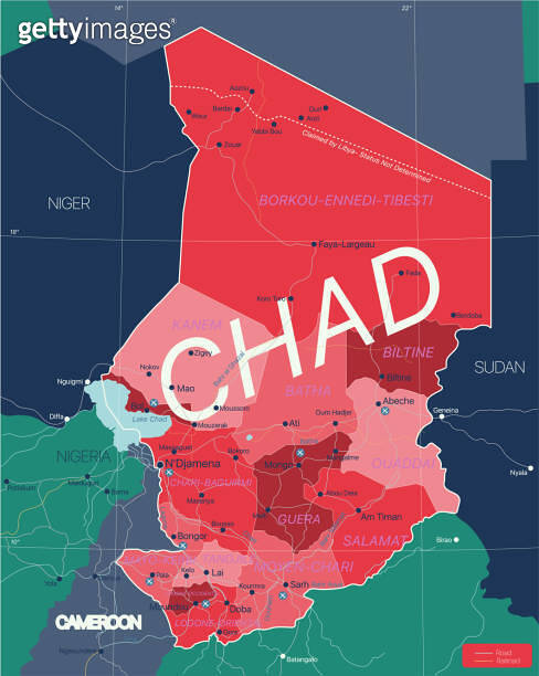 Chad country detailed editable map 이미지 (1305327541) - 게티이미지뱅크