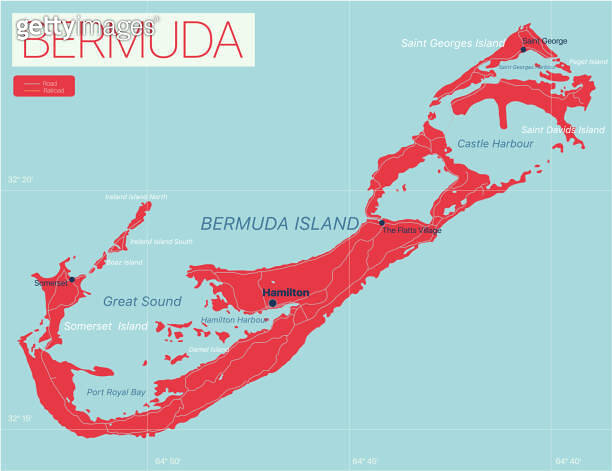 Bermuda detailed editable map 이미지 (1302384783) - 게티이미지뱅크