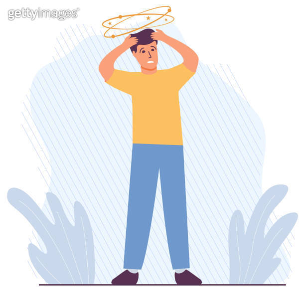 Sick guy suffering from vertigo.Man character dizziness. (1341507319 ...