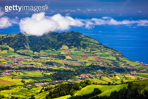 Azores panoramic view of natural landscape, wonderful scenic island of ...