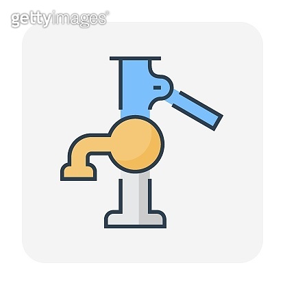 Deep well hand pump vector icon design. For suction groundwater from ...