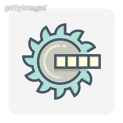 Excavator wheel bucket vector icon design. 64x64 pixel perfect and ...
