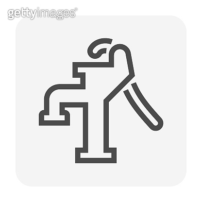 Deep well hand pump vector icon design. For suction groundwater from ...