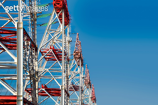 Substation, high voltage transmission tower. Distribution substation ...
