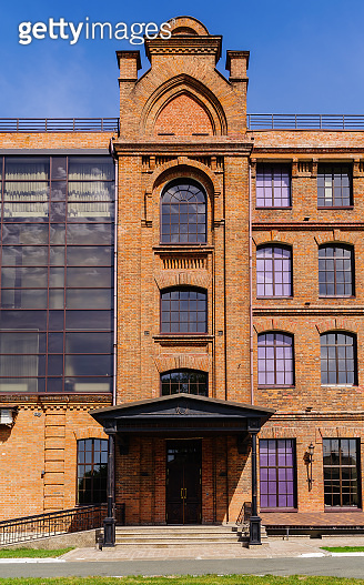 Facade of a modern loft-style office building rebuilt from an old steam ...