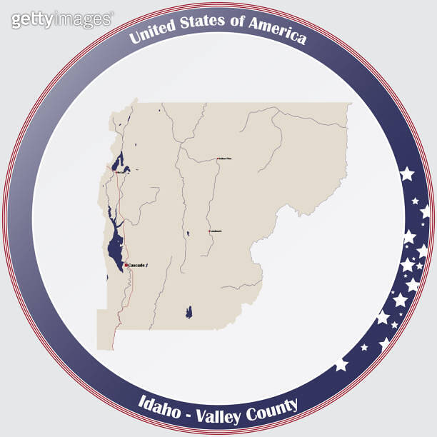 Map of Valley County in Idaho 이미지 (1334852841) - 게티이미지뱅크