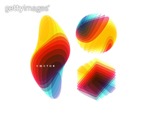 Set of various overlapping elements. Abstract geometric design. Vector illustration for banners ...