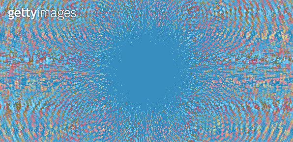 Small particles strive out of center. Array with dynamic particles. Abstract grid design. Vector ...