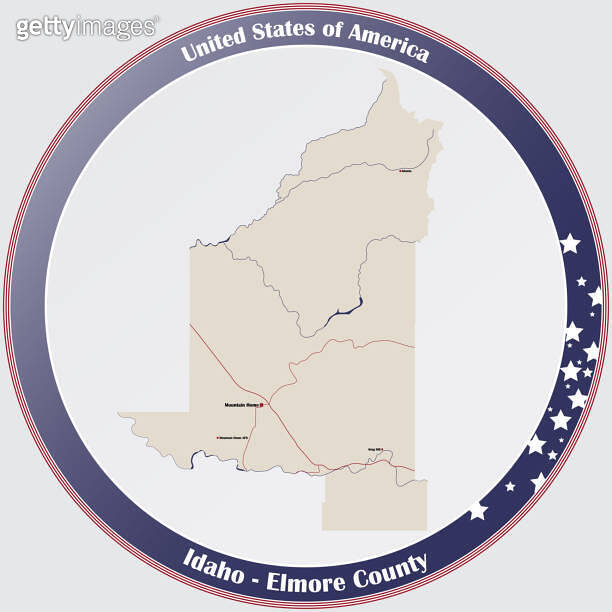 Map of Elmore County in Idaho (1324493154) 일러스트, 무료 일러스트 - 게티이미지뱅크