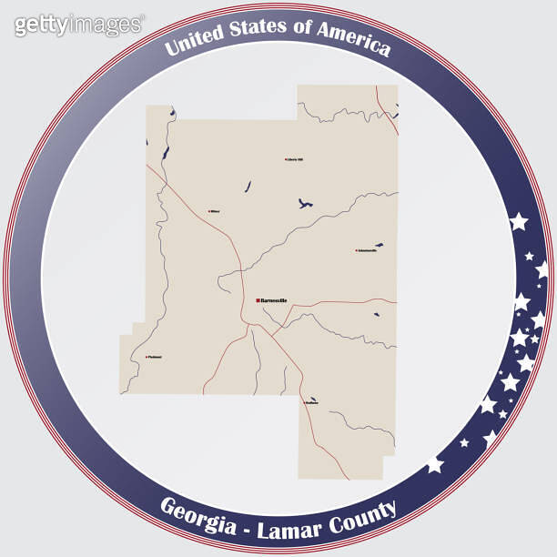 Map of Lamar County in Georgia 이미지 (1298245266) - 게티이미지뱅크