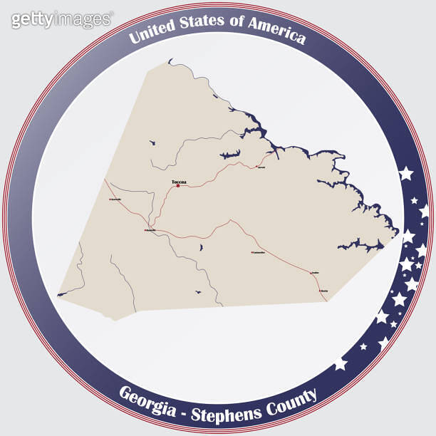 Map of Stephens County in Georgia 이미지 (1308624374) - 게티이미지뱅크