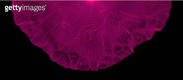 Abstract background with dynamic particles. Circular grid pattern. 3d vector illustration for ...