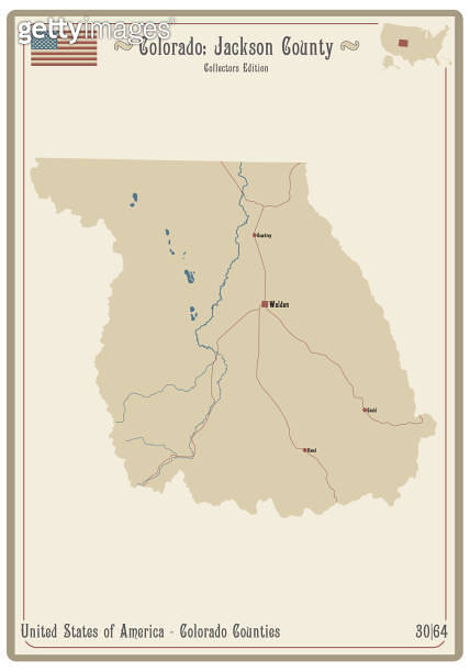 Map of Jackson County in Colorado 이미지 (1342041384) - 게티이미지뱅크