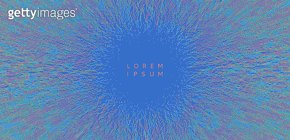 Small particles strive out of center. Array with dynamic particles. Abstract grid design. Vector ...