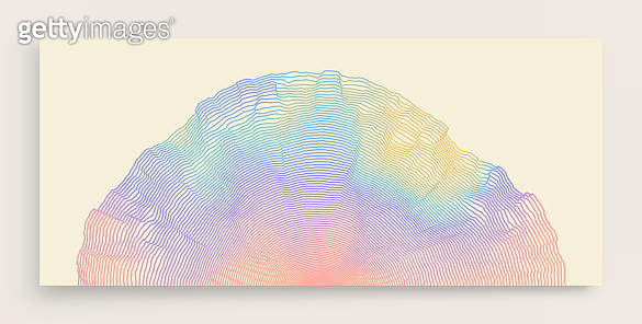 Cover design template. Abstract background with dynamic particles. Circular grid pattern. 3d ...