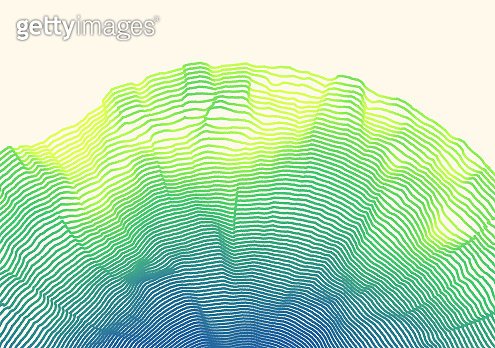 Abstract background with dynamic particles. Circular grid pattern. 3d vector illustration for ...