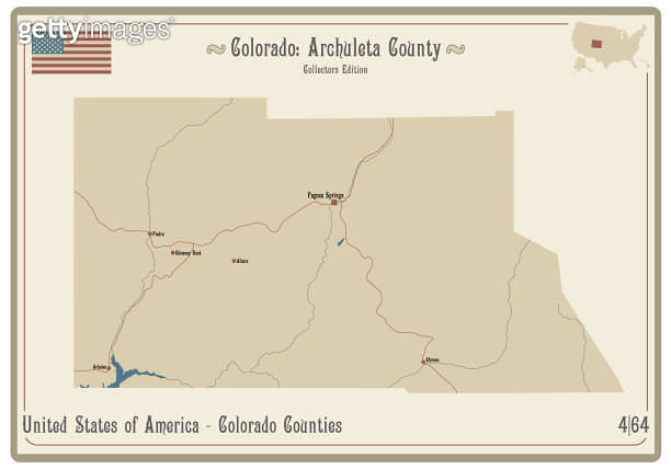 Map of Archuleta County in Colorado 이미지 (1339259775) - 게티이미지뱅크
