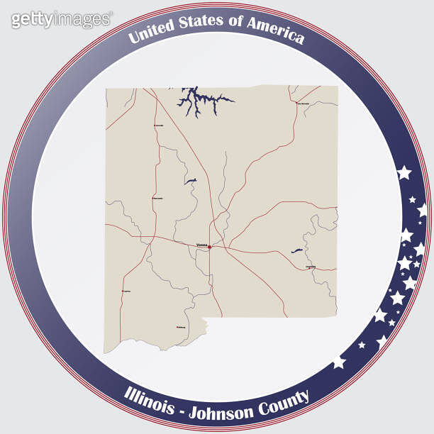 Map of Johnson County in Illinois 이미지 (1355645384) - 게티이미지뱅크
