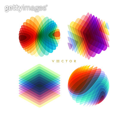 Set of various overlapping elements. Abstract geometric design. Vector ...