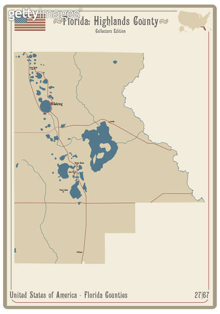 Map of Highlands County in Florida 이미지 (1354842219) - 게티이미지뱅크