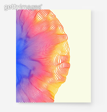 Cover design template. Abstract background with dynamic particles. Circular grid pattern. 3d ...