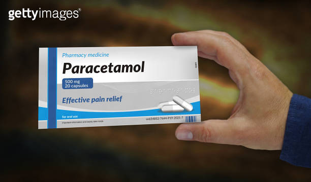 Paracetamol and painkiller tablets pack in hand 3d illustration ...