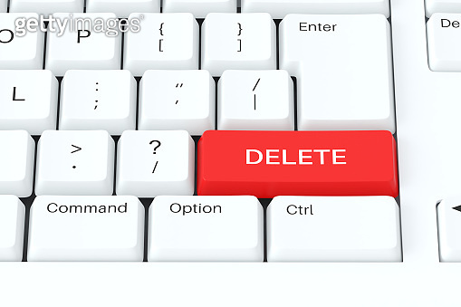 Delete red key on a white keyboard. 3d render illustration 이미지 ...