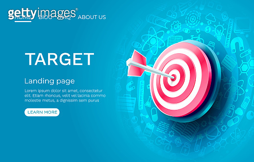 Target landing page, banner business 3d icon. Vector 이미지 (1314199619 ...